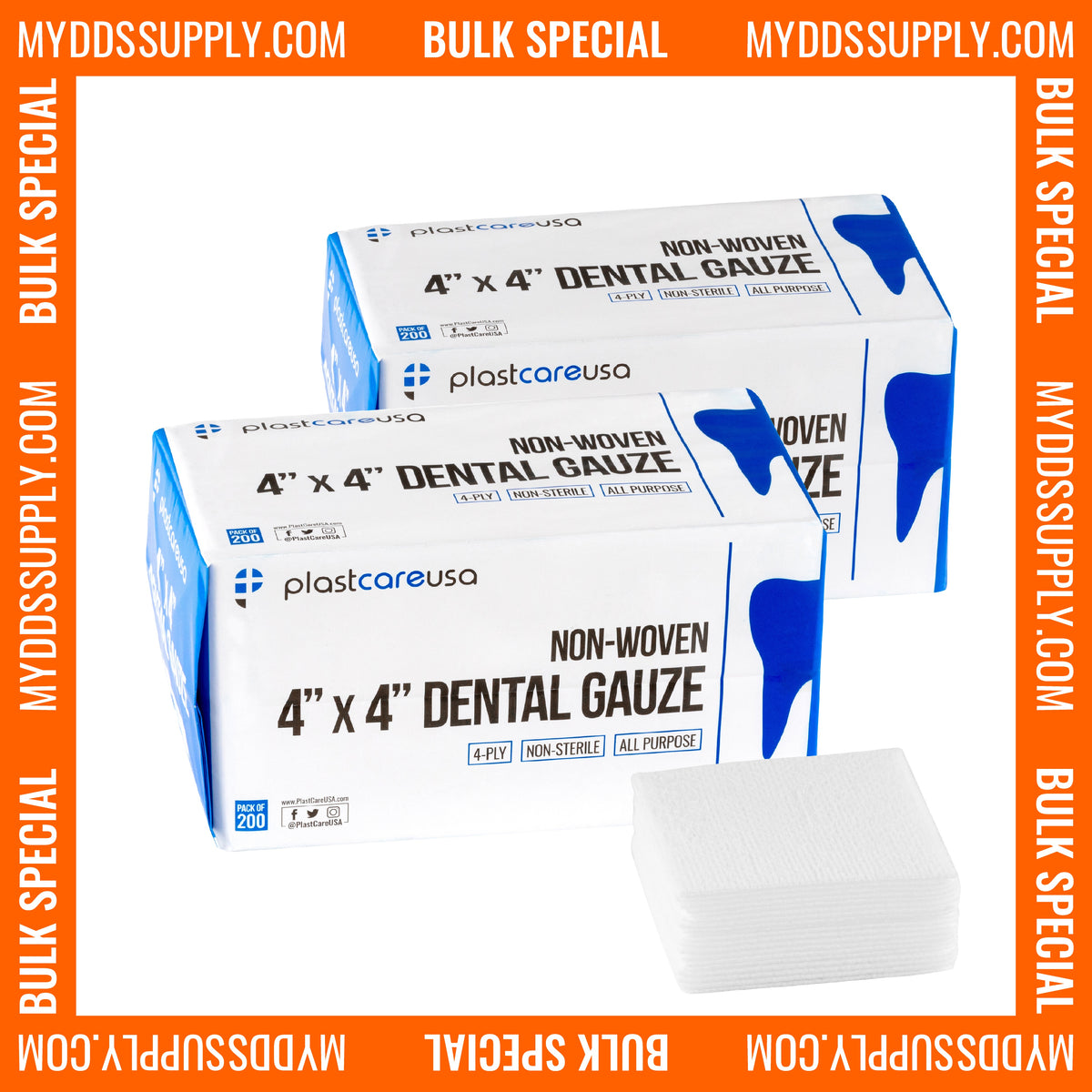 2000 4x4 4-Ply Non Woven, Non-Sterile Dental Gauze Sponges – My DDS Supply