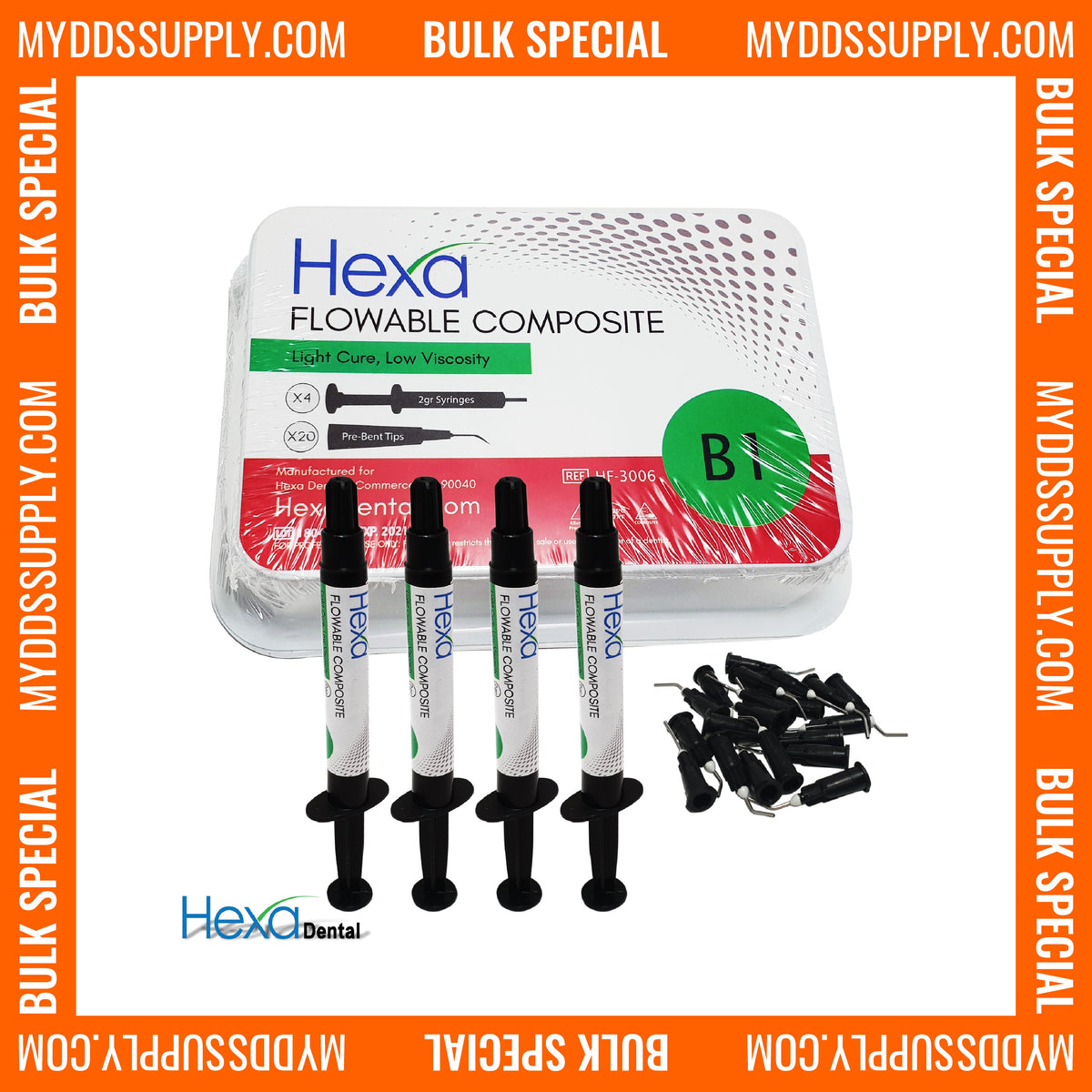 6 x Hexa B1 Flowable Composite Light Cure , Low Viscosity (4 x 2gm Syr ...