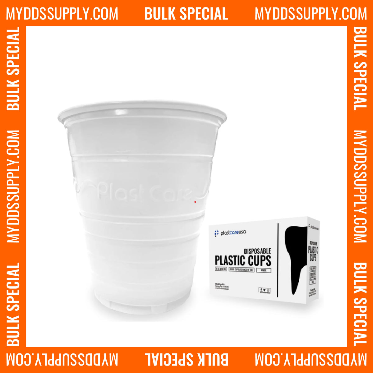 5000 White Plastic Disposable Ribbed Drinking Dental Cups, 5 Oz by Pla ...