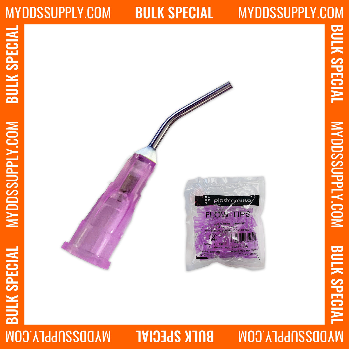 2000 x Pink Flow Pre-Bent Applicator Needle Tips, 18 Gauge (20 Bags of ...