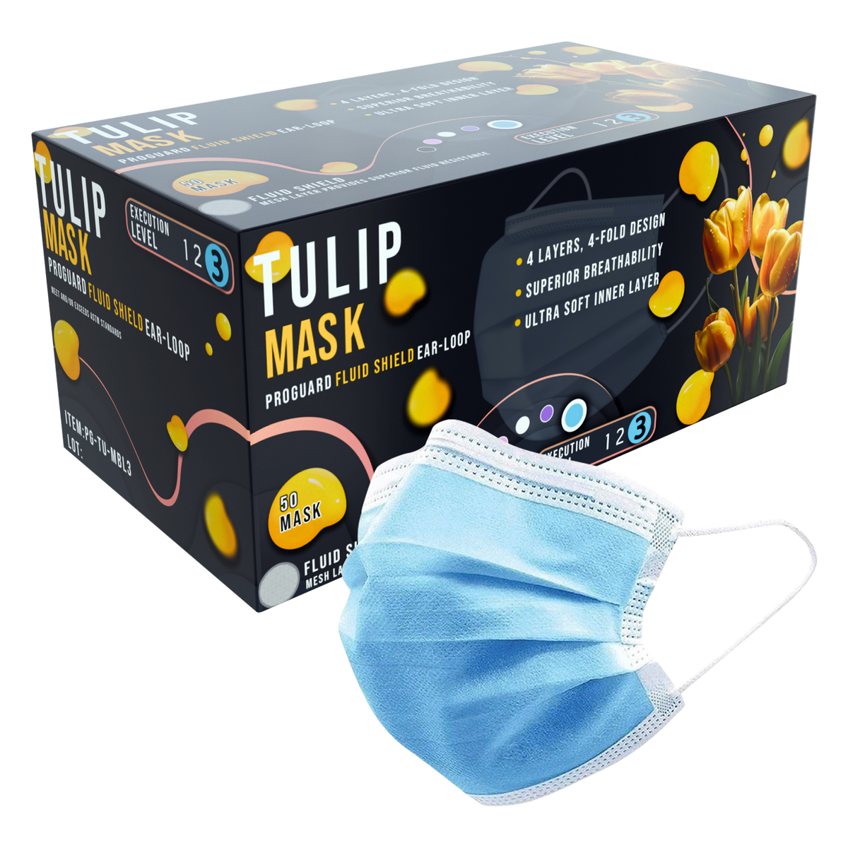 TULIP 4-Ply ASTM Level 3 Blue Surgical Masks (Box of 50) – My DDS Supply