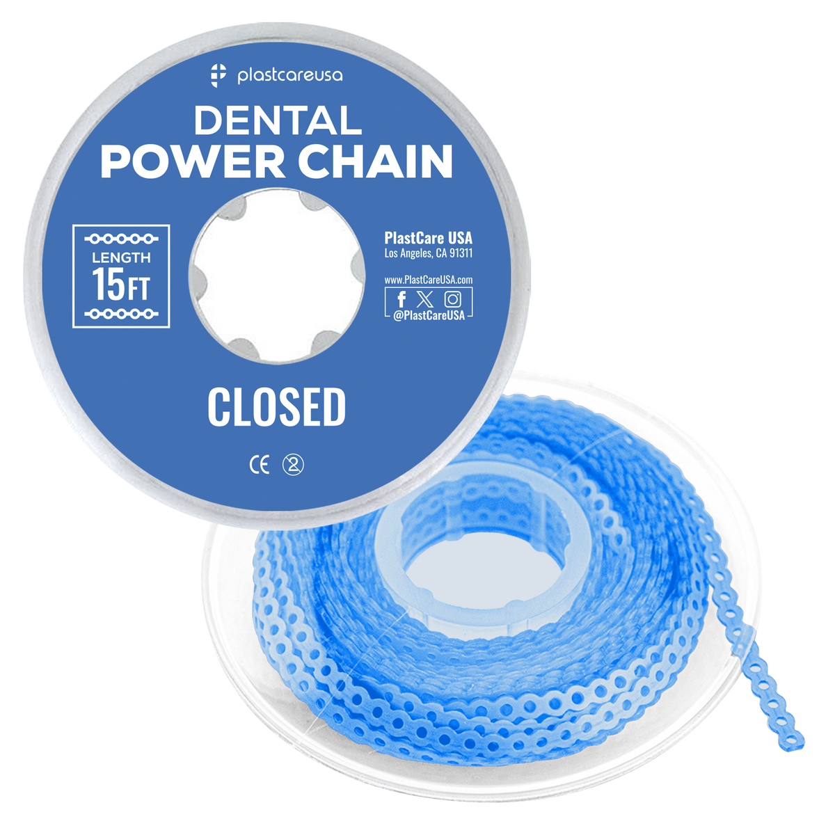 Light Sky Blue Dental Power Chain (Closed) – 15 ft Orthodontic Elastic ...