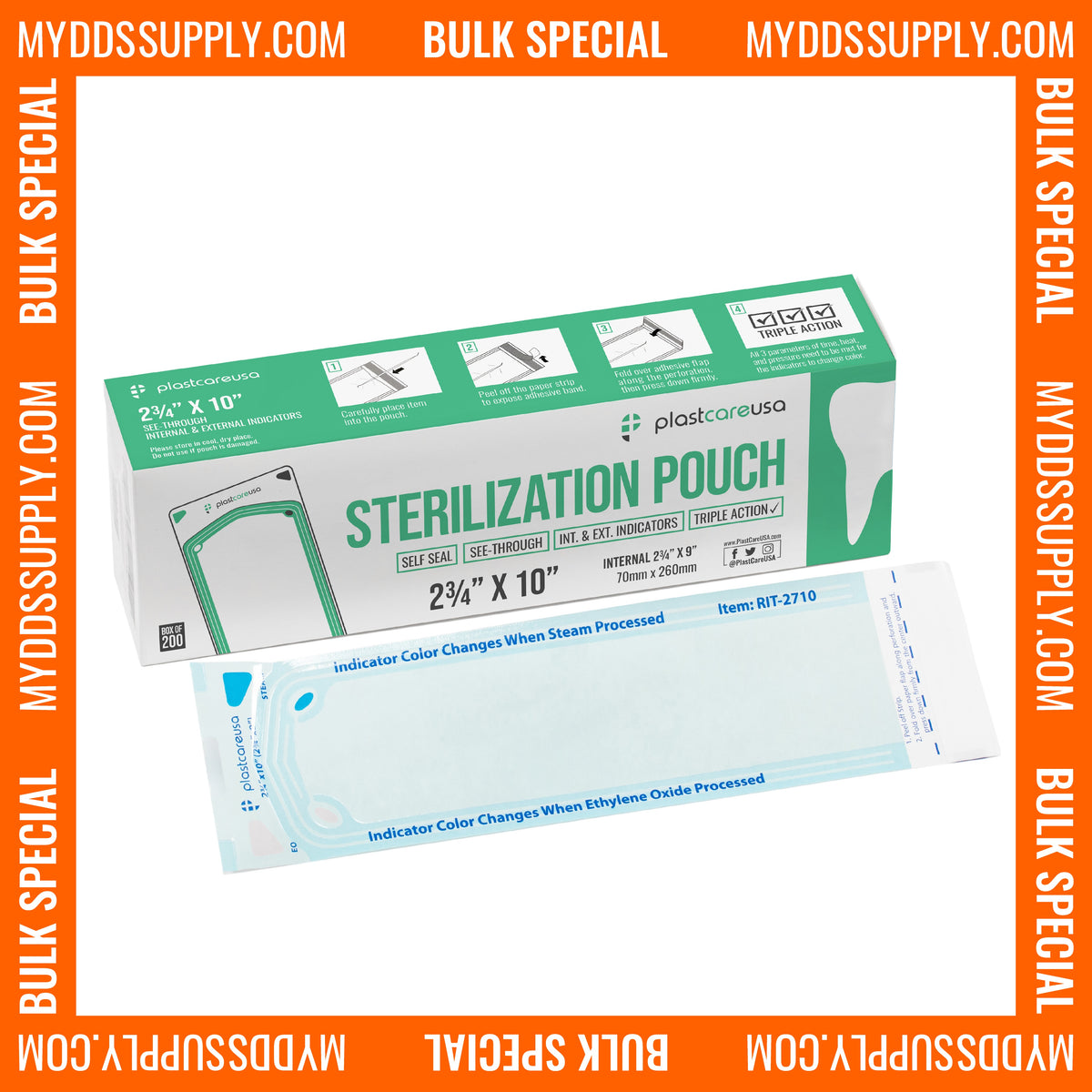 10,000 2.75" x 10" Self-Sealing Sterilization Pouches for Autoclave by ...
