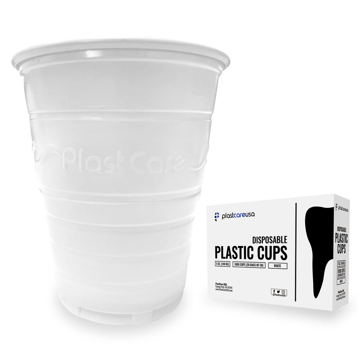 1000 White Plastic Disposable Ribbed Drinking Dental Cups, 5 Oz by Pla ...